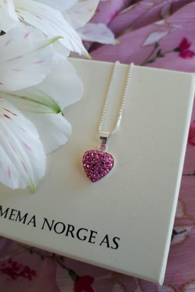 Sølv anheng, hjerte, rosa | Mema Norge AS